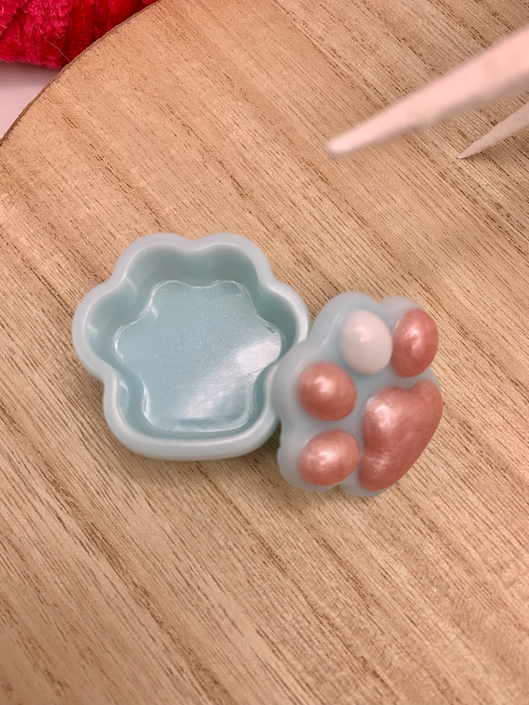 Handmade Epoxy Resin Paw Print Jewelry Trinket Box With Cute Toe Beans ...