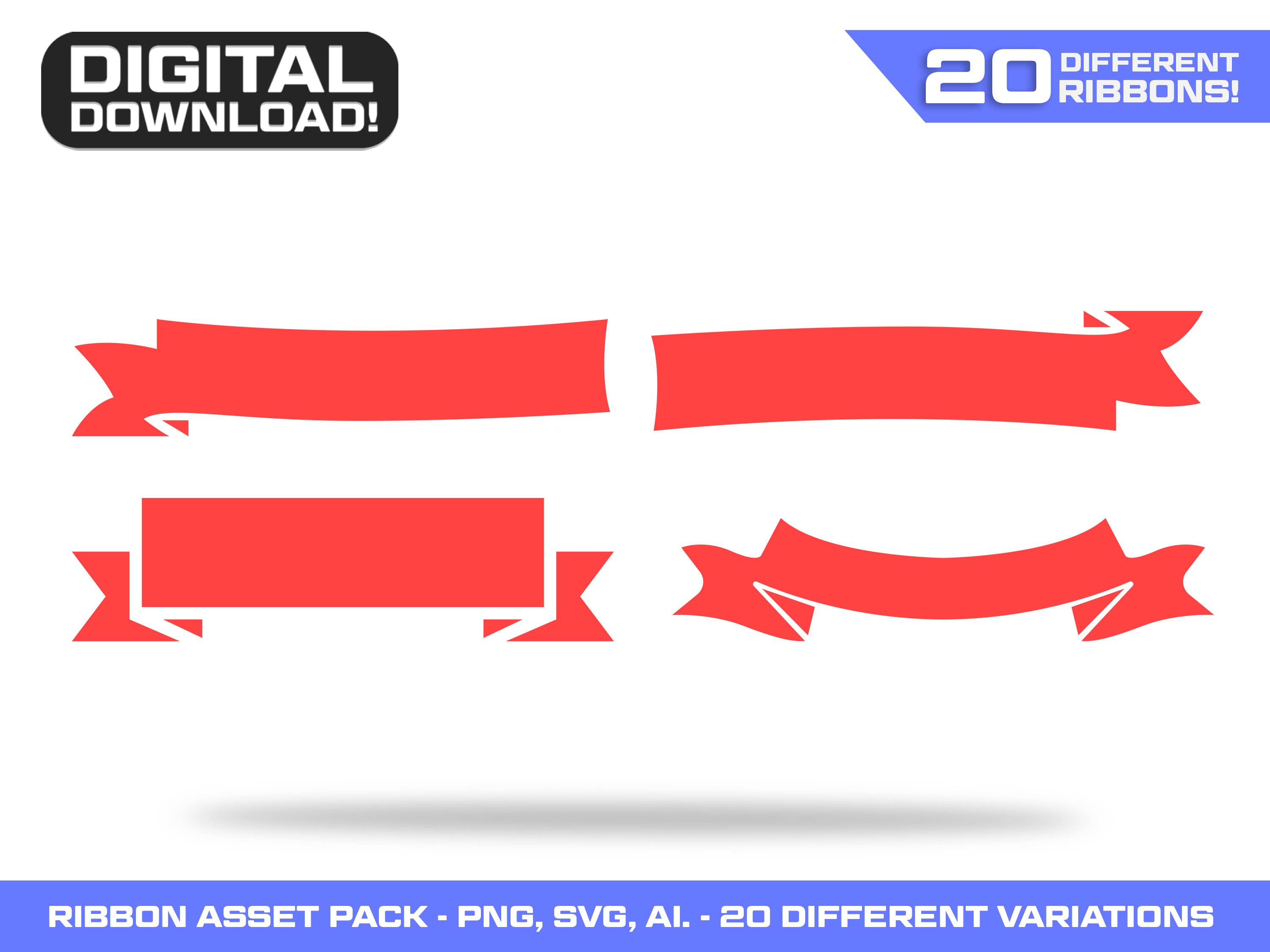 Banner/ribbon SVG, PNG, AI Pack. Ribbons for Cake Toppers, Birthday ...