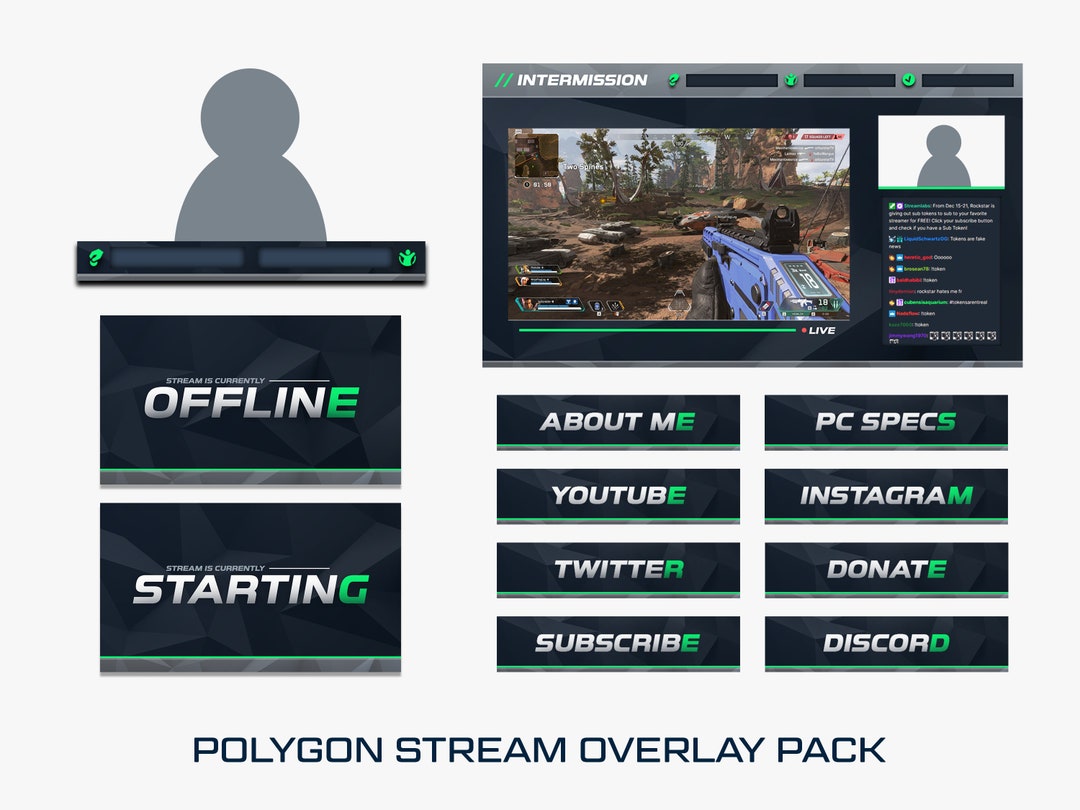 Polygon Stream Overlay Package static Twitch/kick/youtube Webcam/panels/screens - Etsy