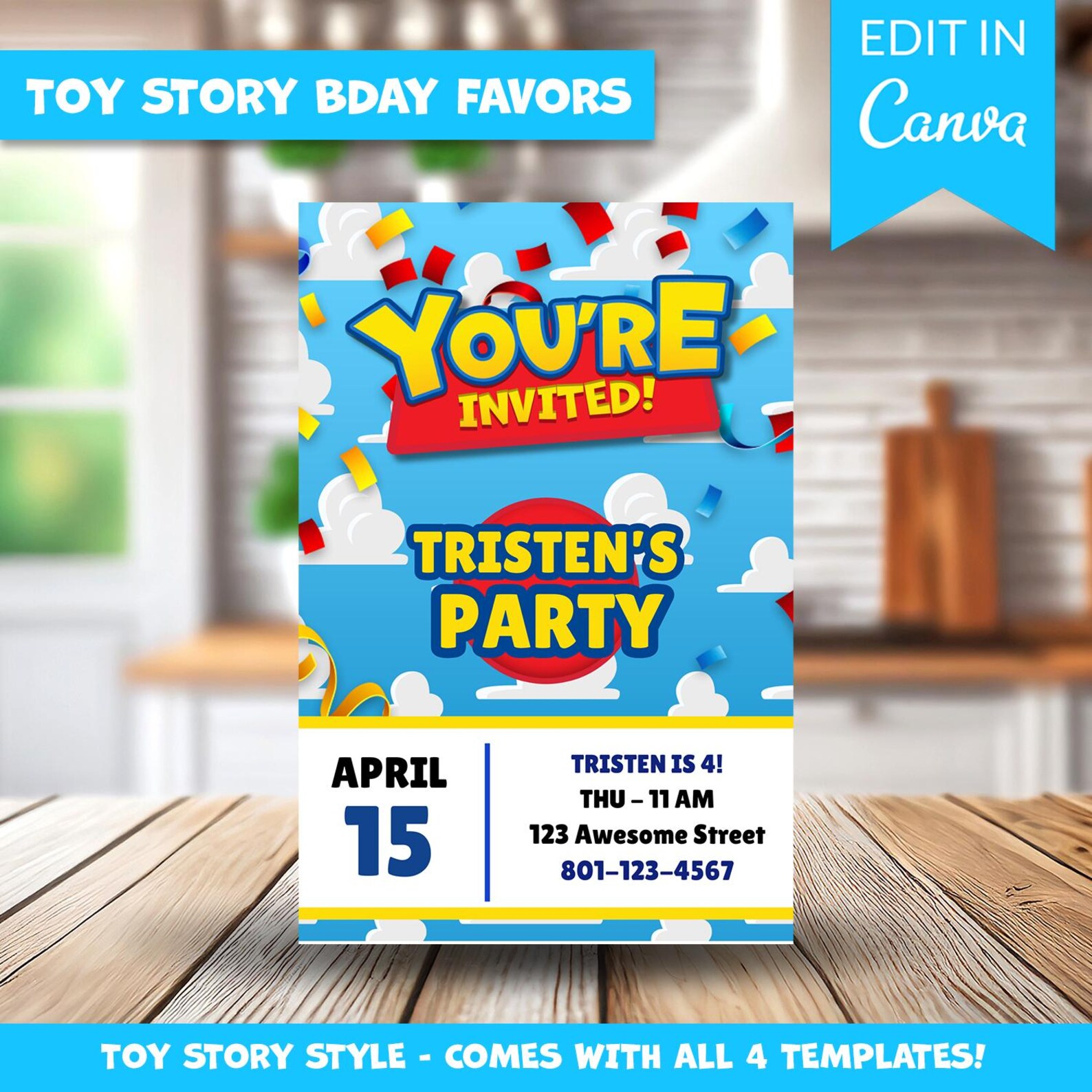 Toy Story Birthday Party Favor Template: Chip Bag, Card (canva PNG ...