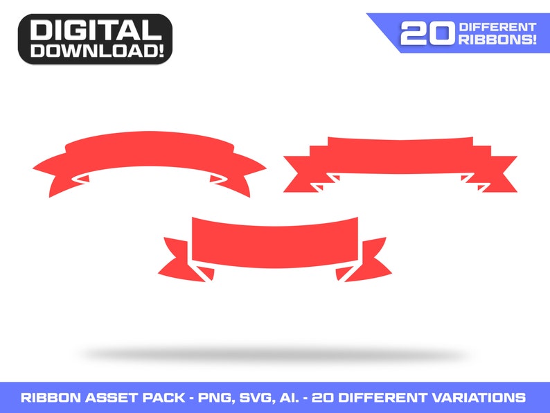 Banner/ribbon SVG, PNG, AI Pack. Ribbons for Cake Toppers, Birthday ...