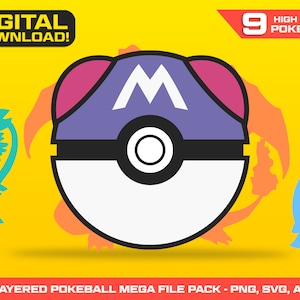 Pokeball SVG Layered File Set | PNG, Svg, Ai for Cricut | DIY Pokemon ...