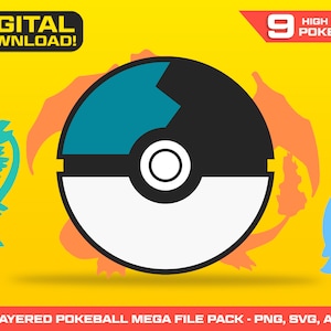 Layered Pokeball SVG File Set | PNG, Svg, Ai for Cricut | DIY Pokemon ...