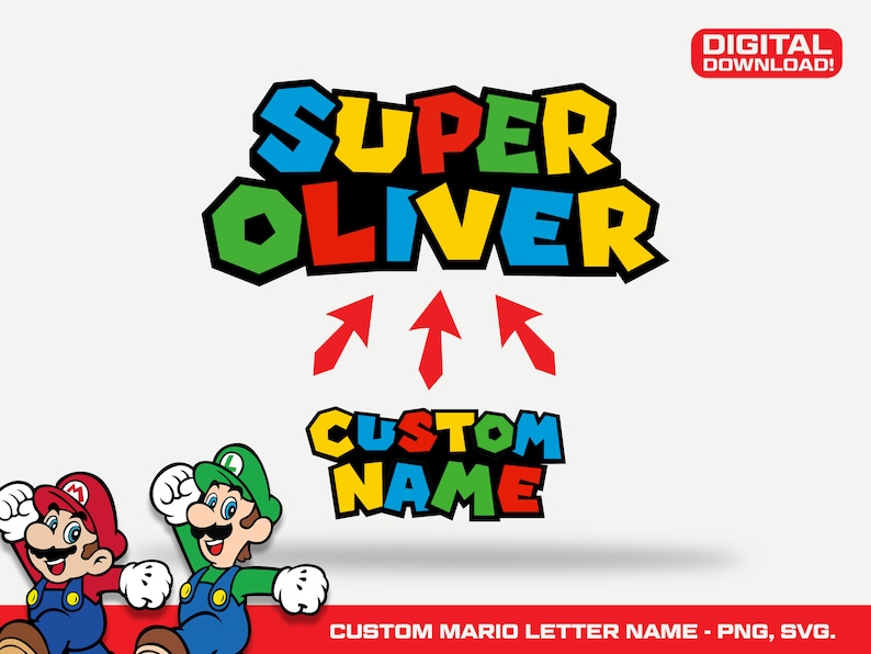 Super Mario Custom Name Logo PNG, SVG. - Etsy