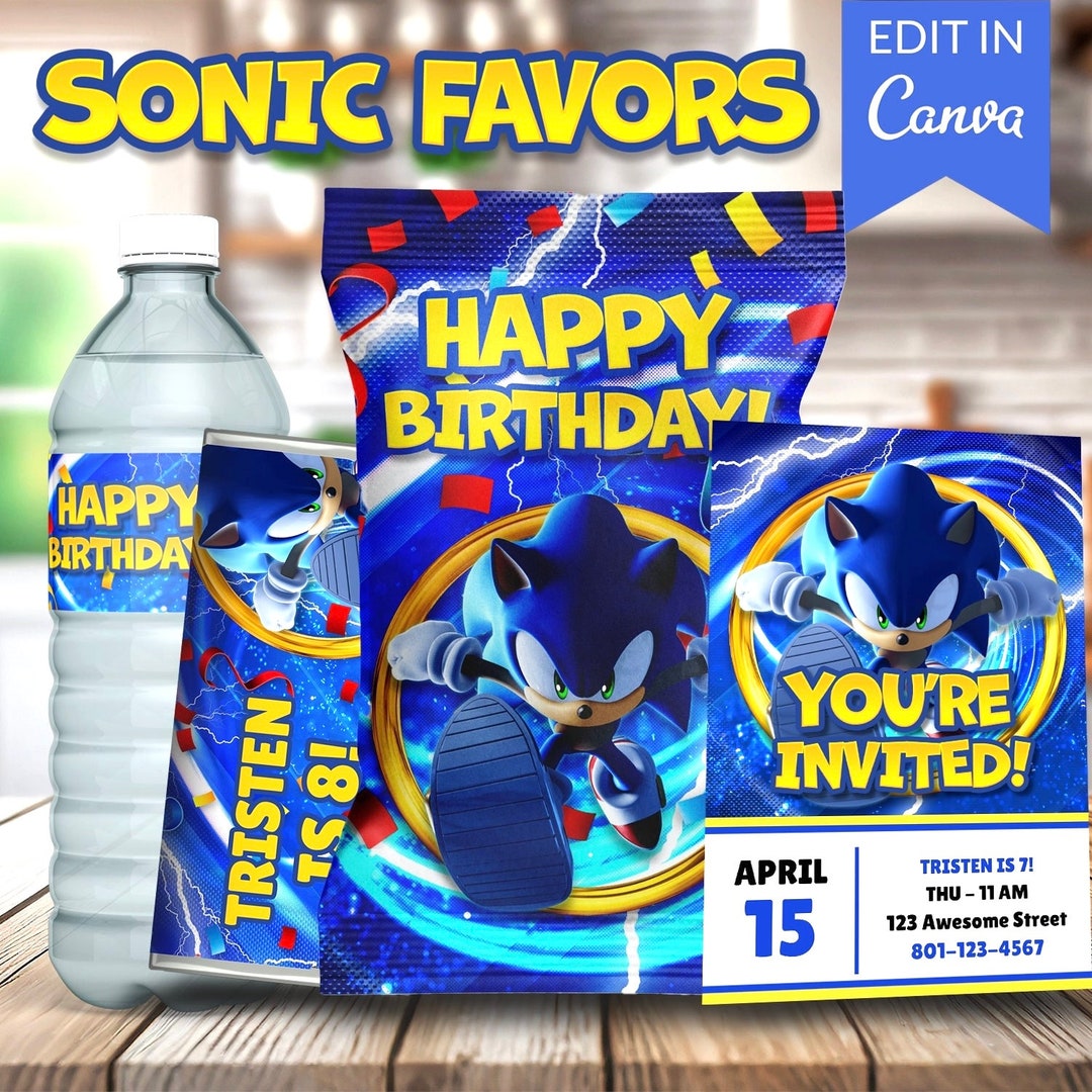 Sonic Birthday Party Favor Template - Sonic Chip Bag, Sonic Birthday ...