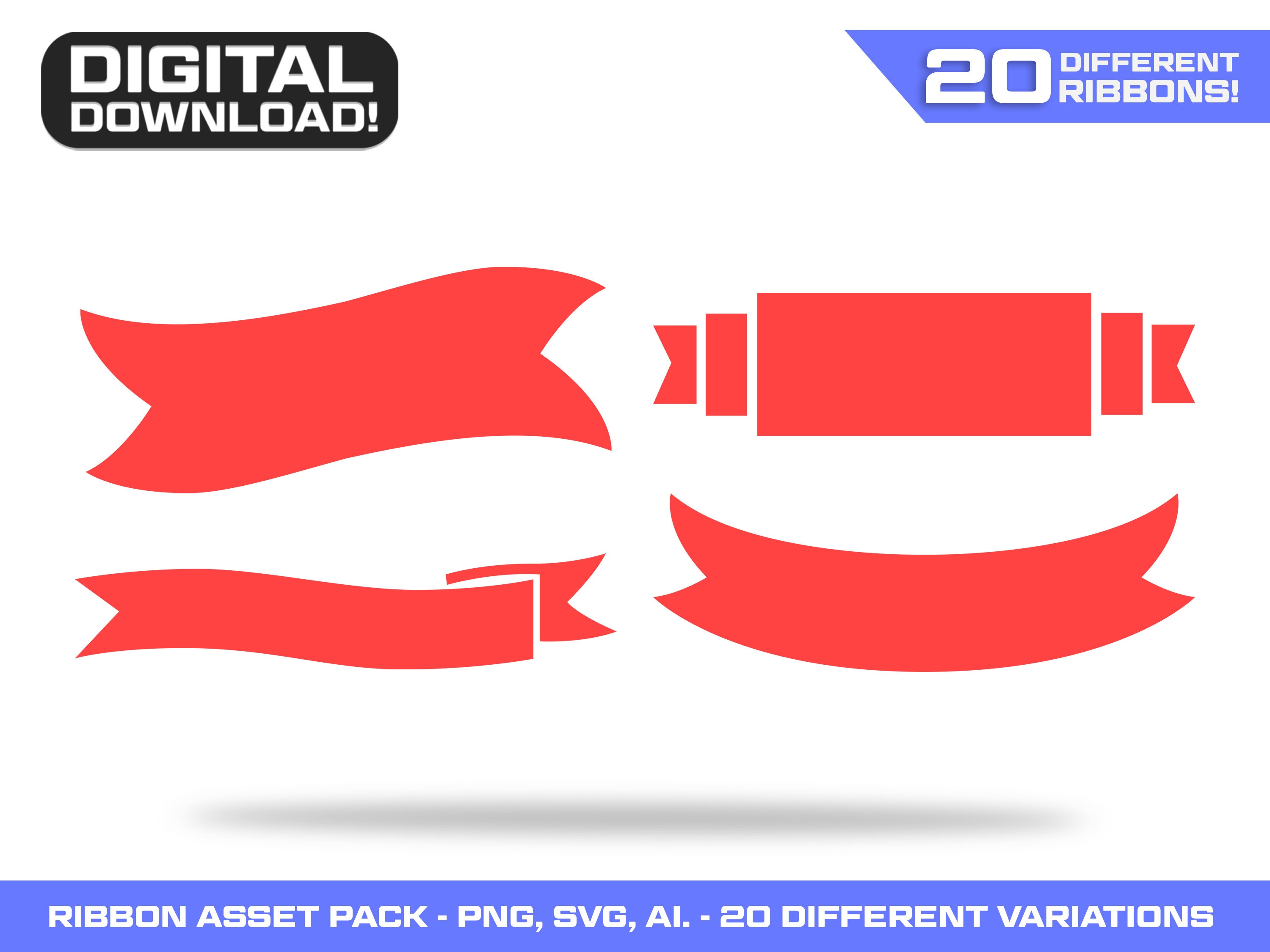 Banner/ribbon SVG, PNG, AI Pack. Ribbons for Cake Toppers, Birthday ...