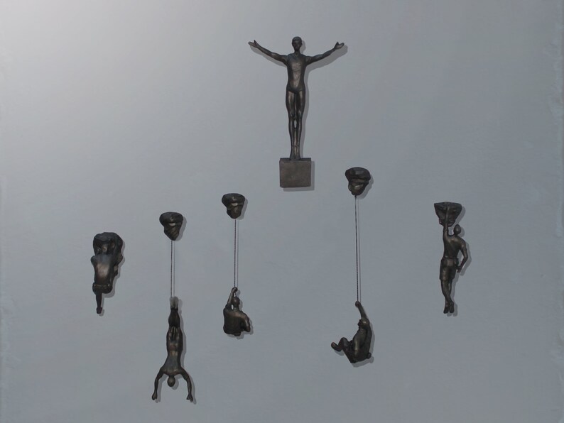 Climbing Man Wall Sculpture, Rock Climber Wall Decor, Mountaineer Wall ...