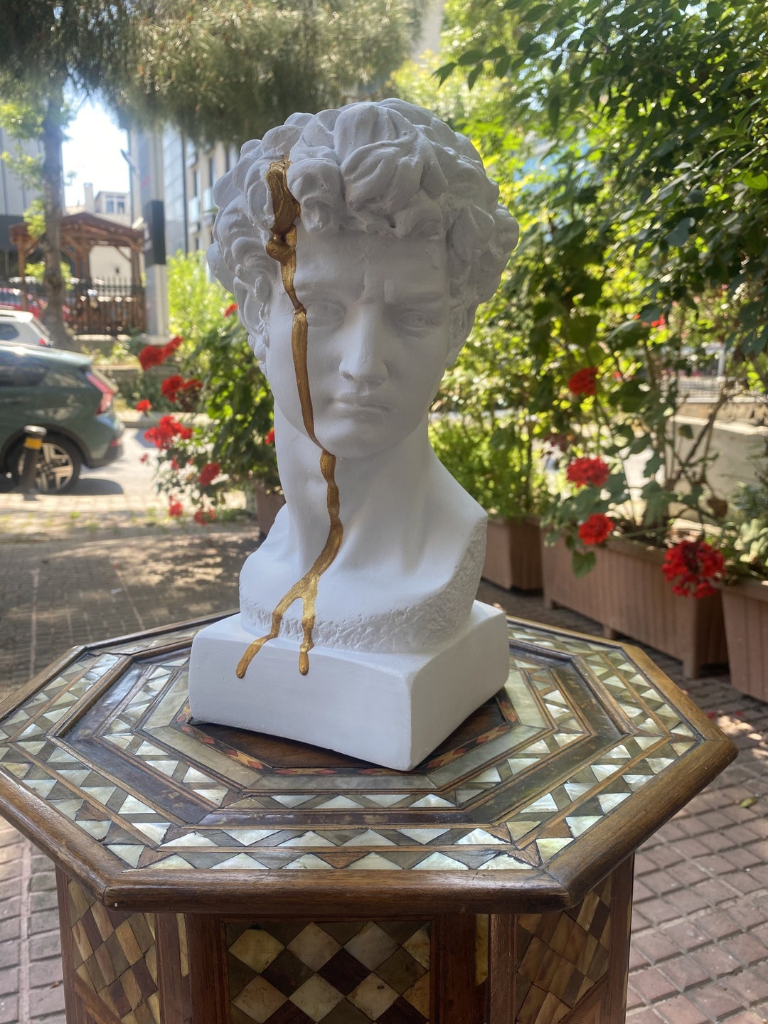 David Sculpture Statue, Elegant White David Sculpture, Greek Bust ...