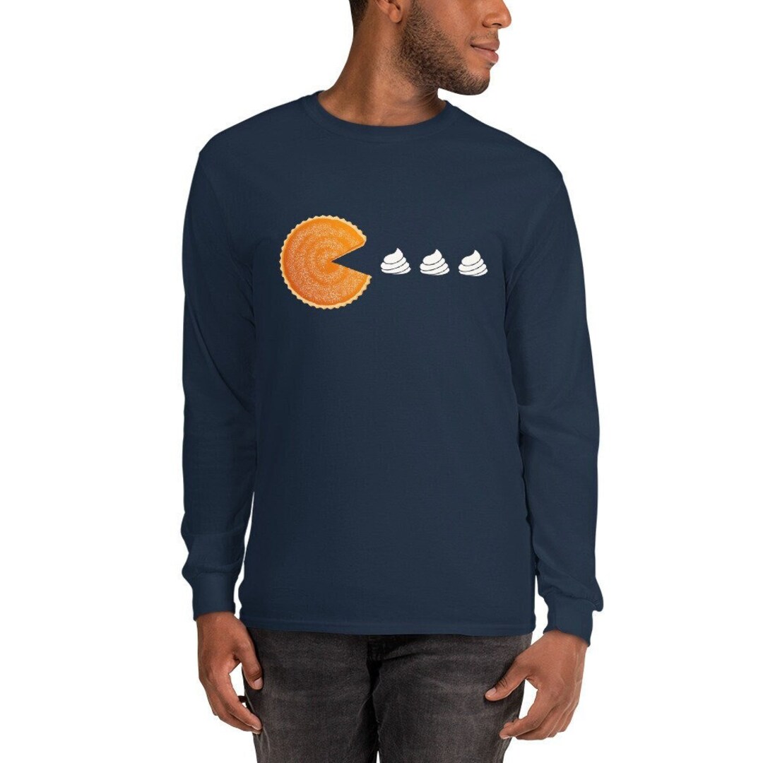 Pac-man Pie Long Sleeve, Pumpkin Pie Shirt, Funny Thanksgiving Shirt ...