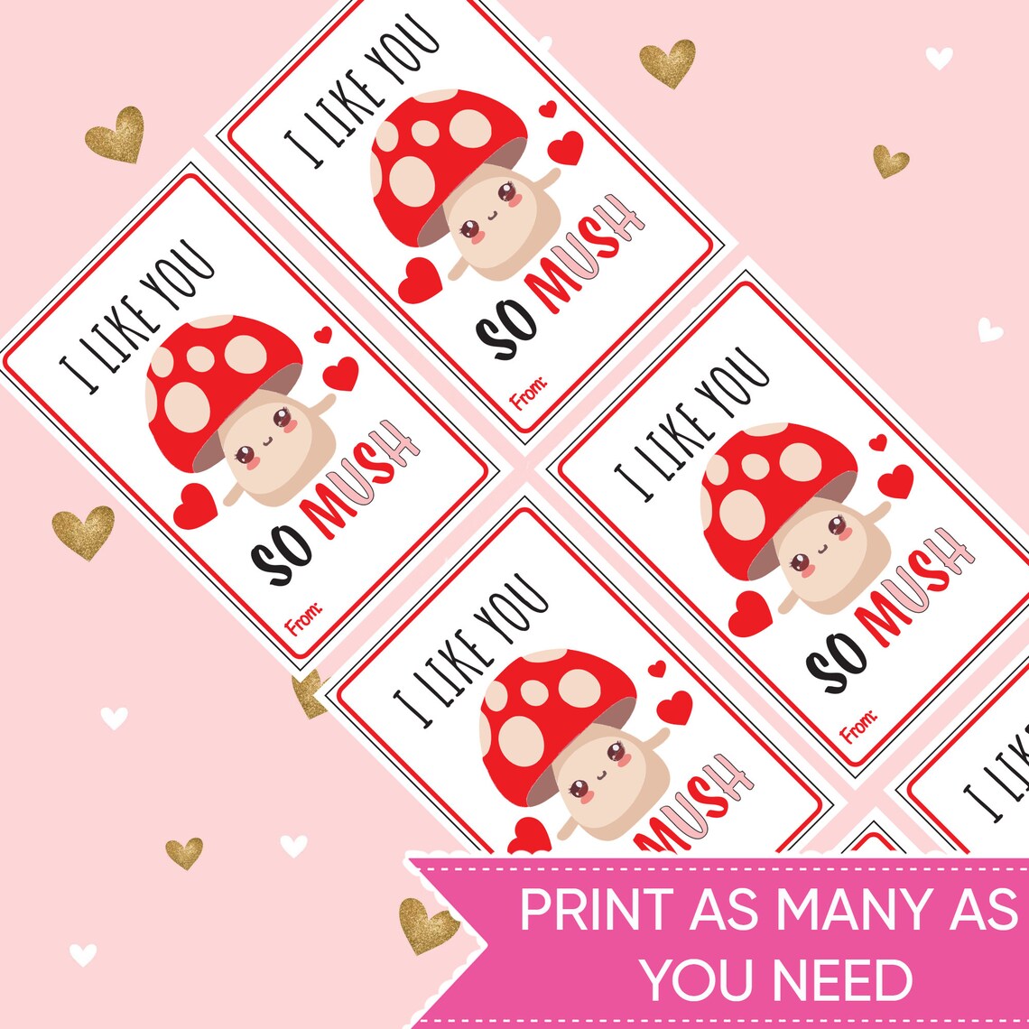 Printable Mushroom Valentine's Day Cards Classroom Valentine's Kids ...
