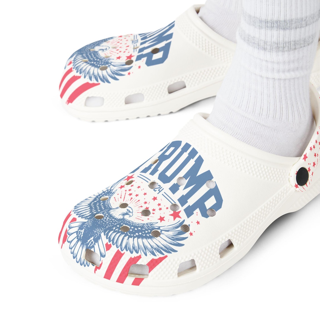Trump Vintage Eagle American Flag Clogs MAGA American Flag Slippers ...