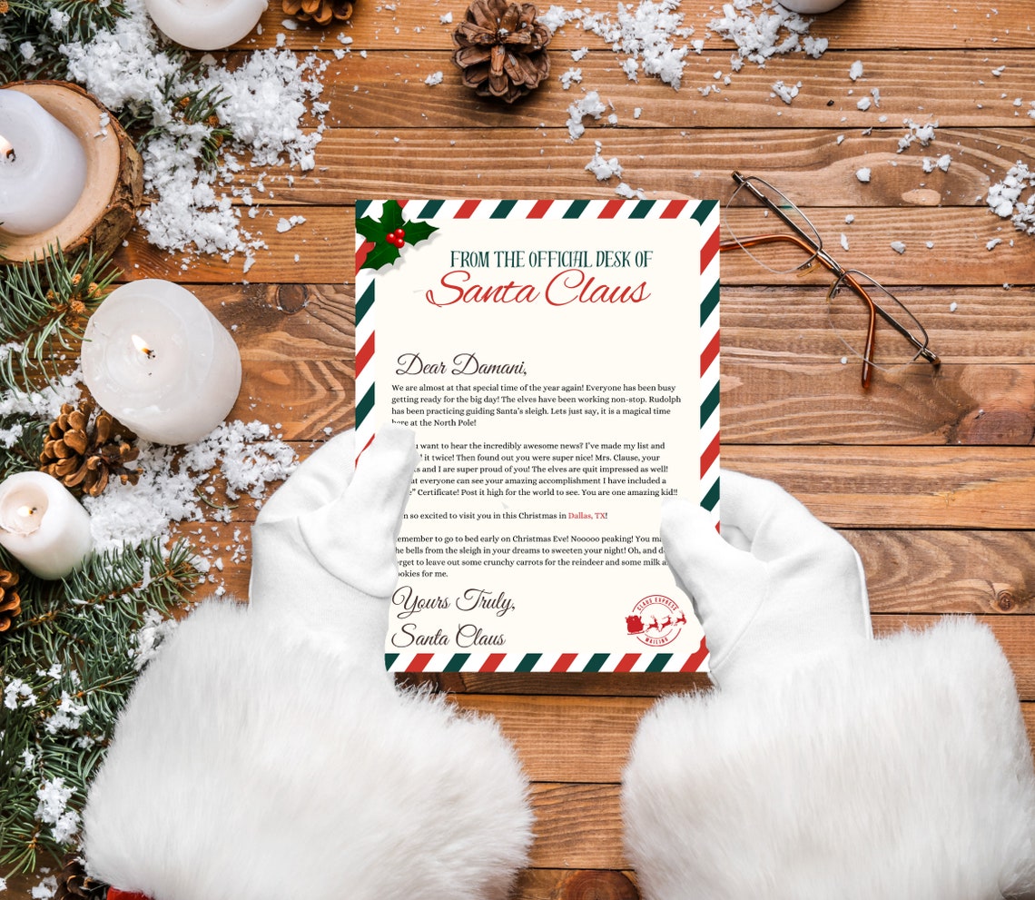 Editable Letter From Santa Claus Christmas Letter From Santa Nice List ...
