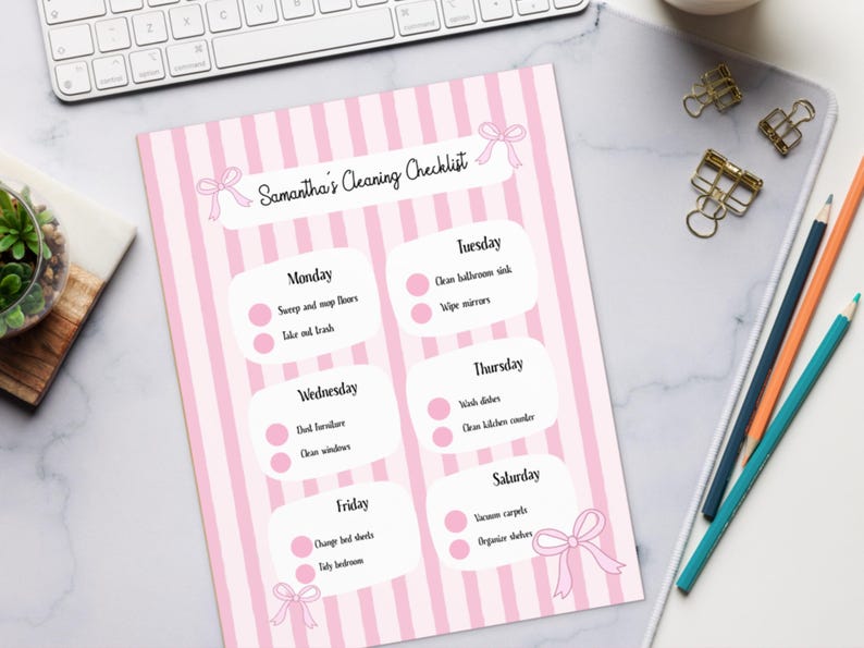 Personalized Cleaning Checklist, Custom to Do List Notepad, Weekly ...