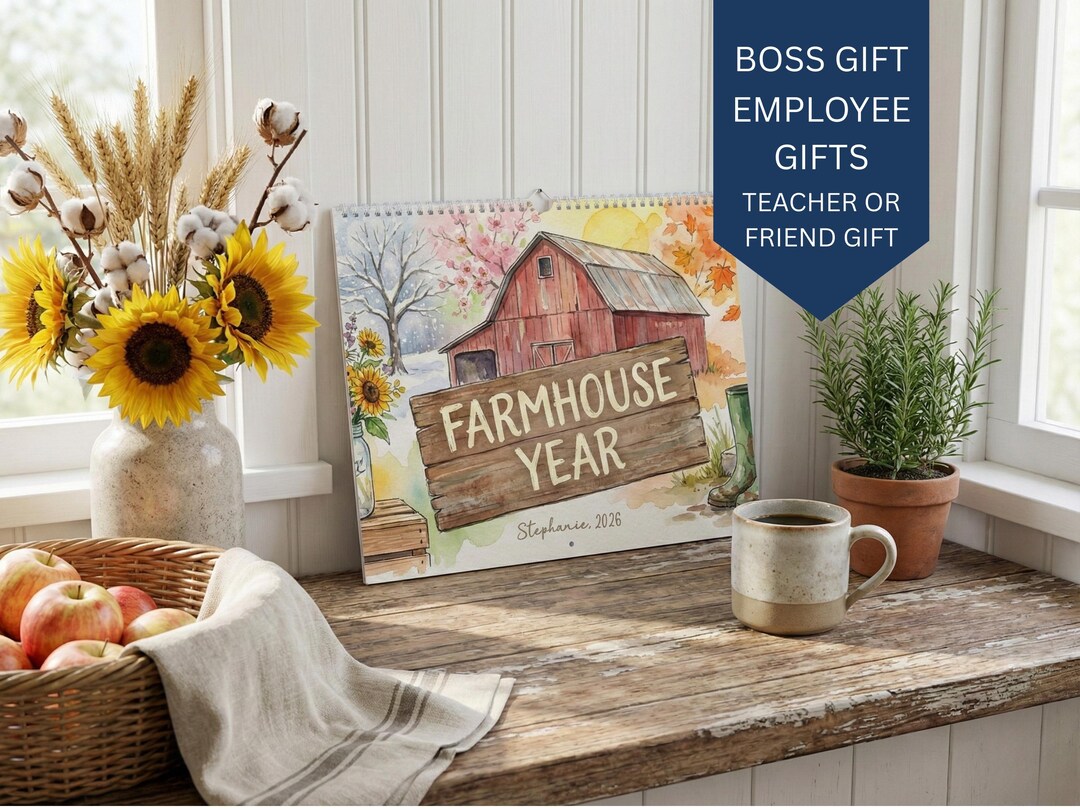 2026 Farmhouse Wall Calendar, Watercolor Rustic Country Home Decor ...
