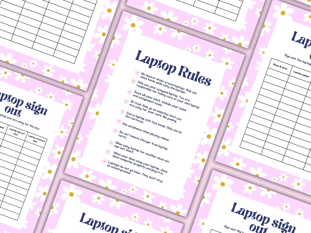 Editable Laptop Rules and Laptop Sign-out Sheet Template - Etsy