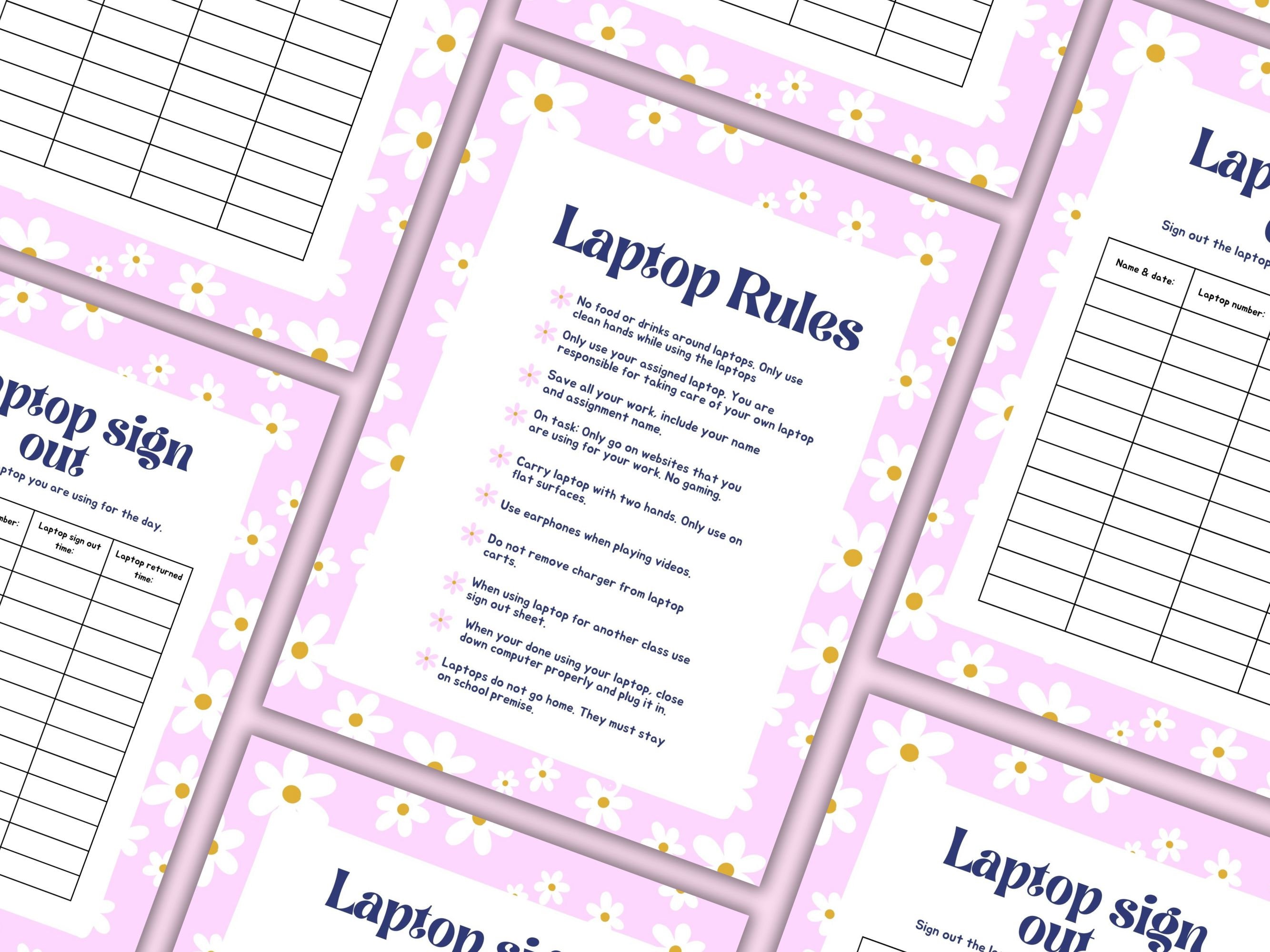 Editable Laptop Rules and Laptop Sign-out Sheet Template - Etsy