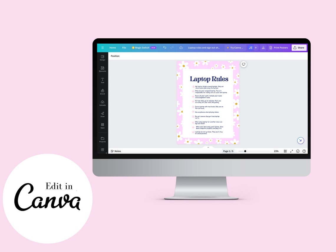 Editable Laptop Rules and Laptop Sign-out Sheet Template - Etsy