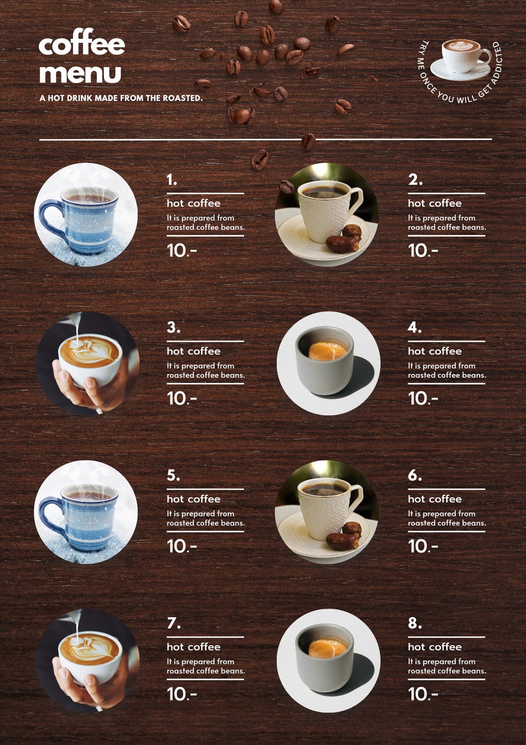 Digital Daily Menu Card Instant Download Cafe Shop Work Management ...