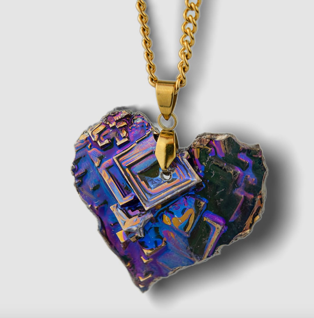 Bismuth Necklace Heart, Crystallized to Your Tune, Bismuth Magic ...
