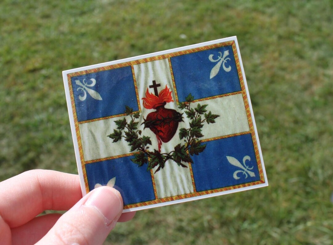 Small Carillon-sacré-coeur Flag Vinyl Sticker, Traditional Catholic ...