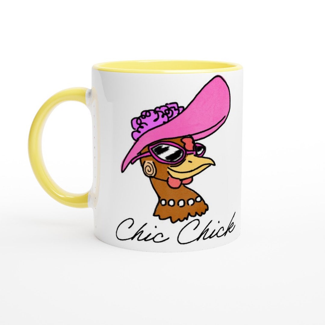 Chic Chick 11oz Ceramic Chicken Mug, Stylish Chicken Mug, Funny Cartoon ...