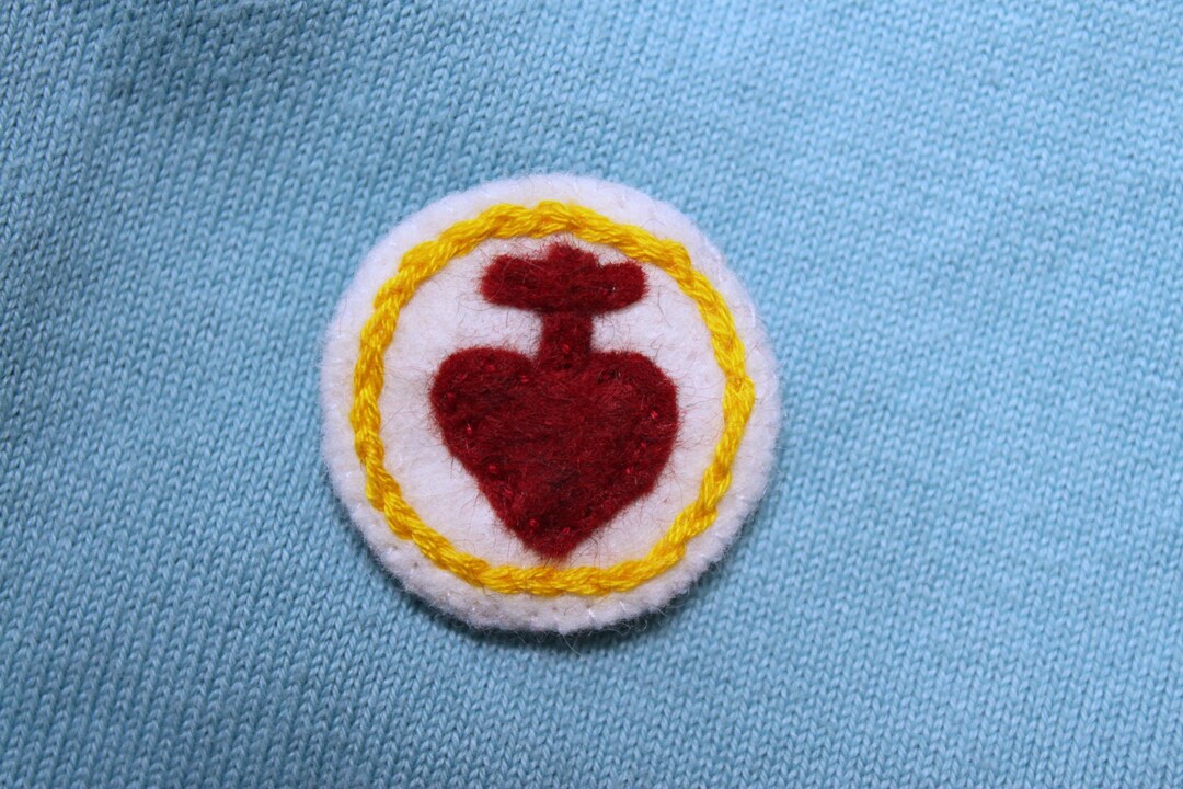 Handmade Vendée Sacred Heart Badge, Felt Sacred Heart Brooch, Dieu Le ...