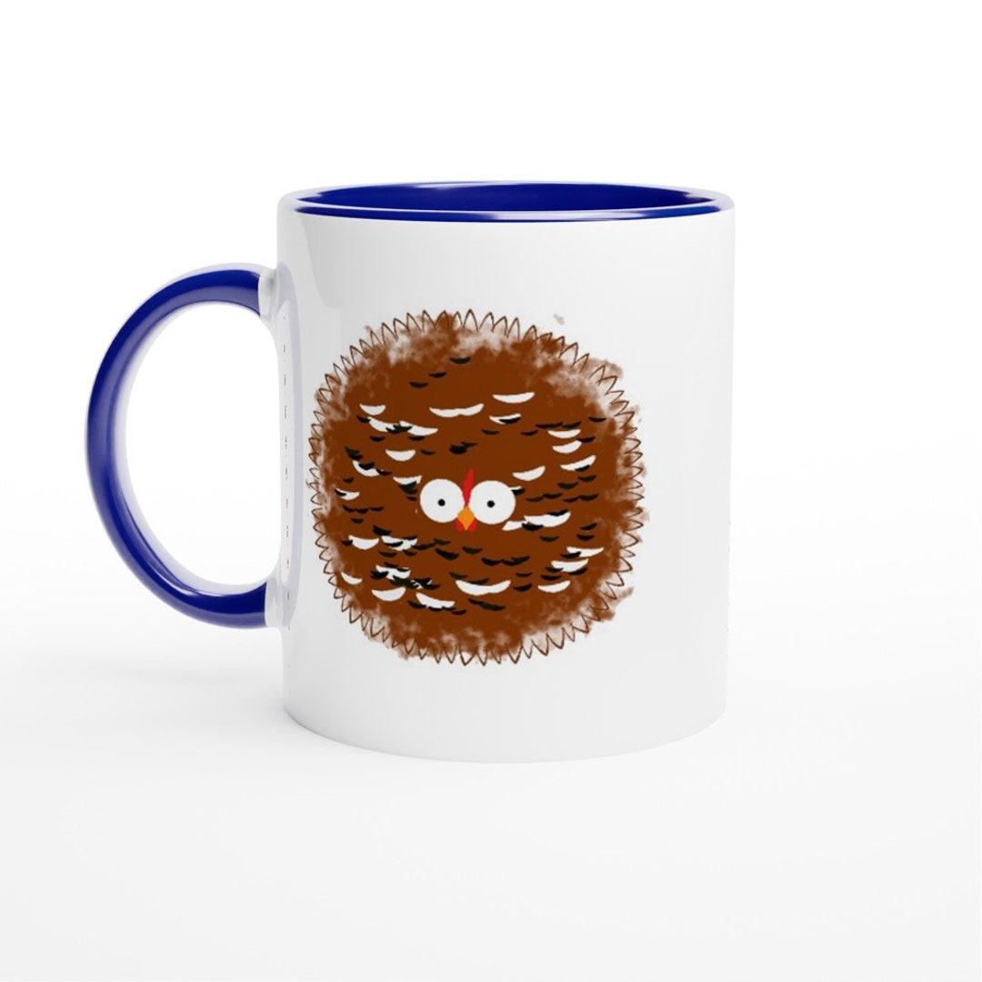 Fluffed-up Chicken 11oz Ceramic Mug, Cartoon Chicken Coffee Cup, Funny ...