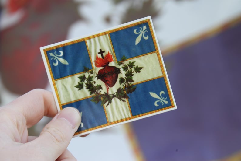 Small Carillon-sacré-coeur Flag Vinyl Sticker, Traditional Catholic ...