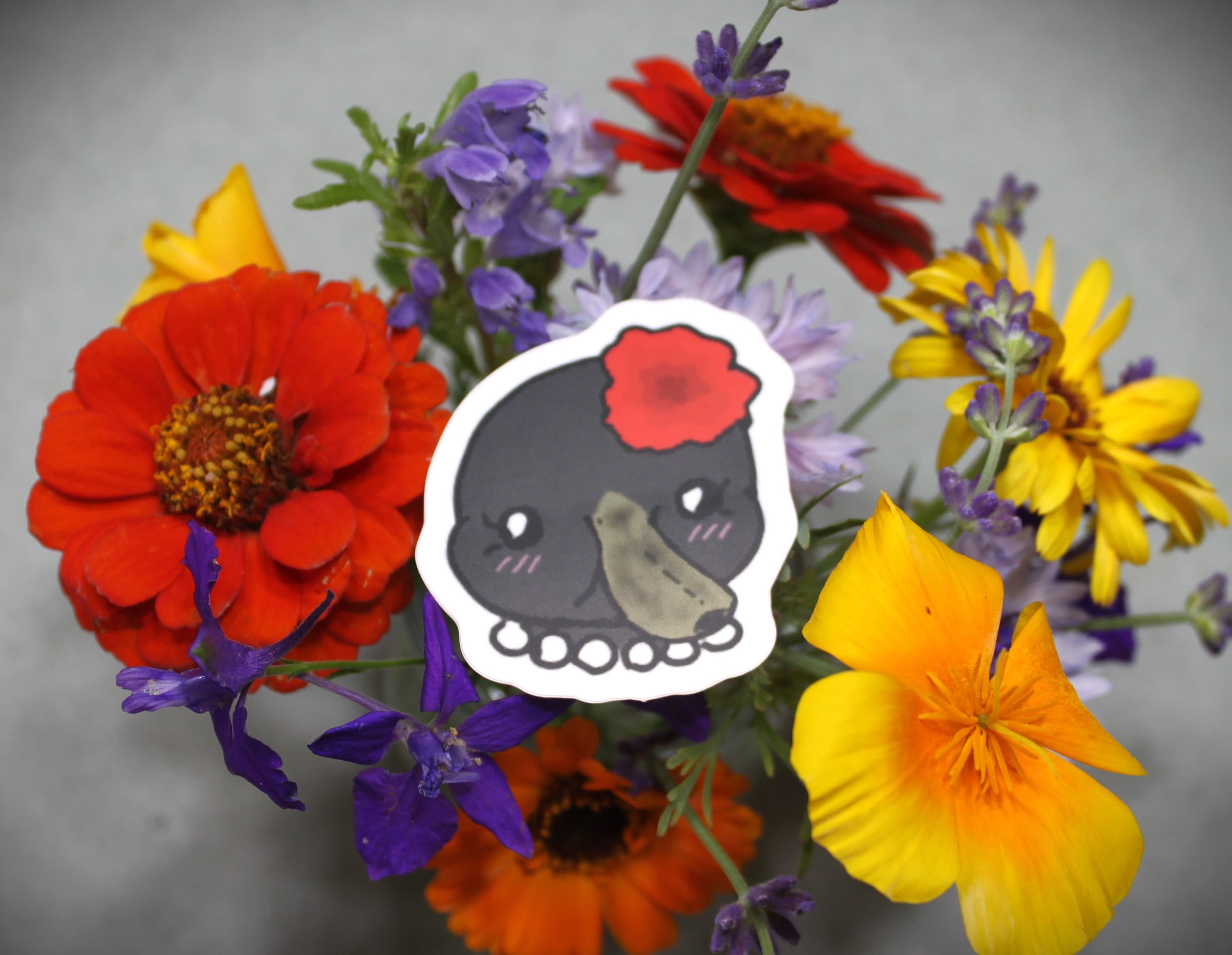 Cayuga With Rose Vinyl Duck Sticker, Cute Floral Duck Sticker, Pet ...