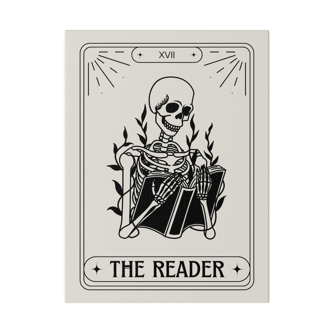 The Reader Skeleton Tarot Card Matte Canvas Stretched - Etsy