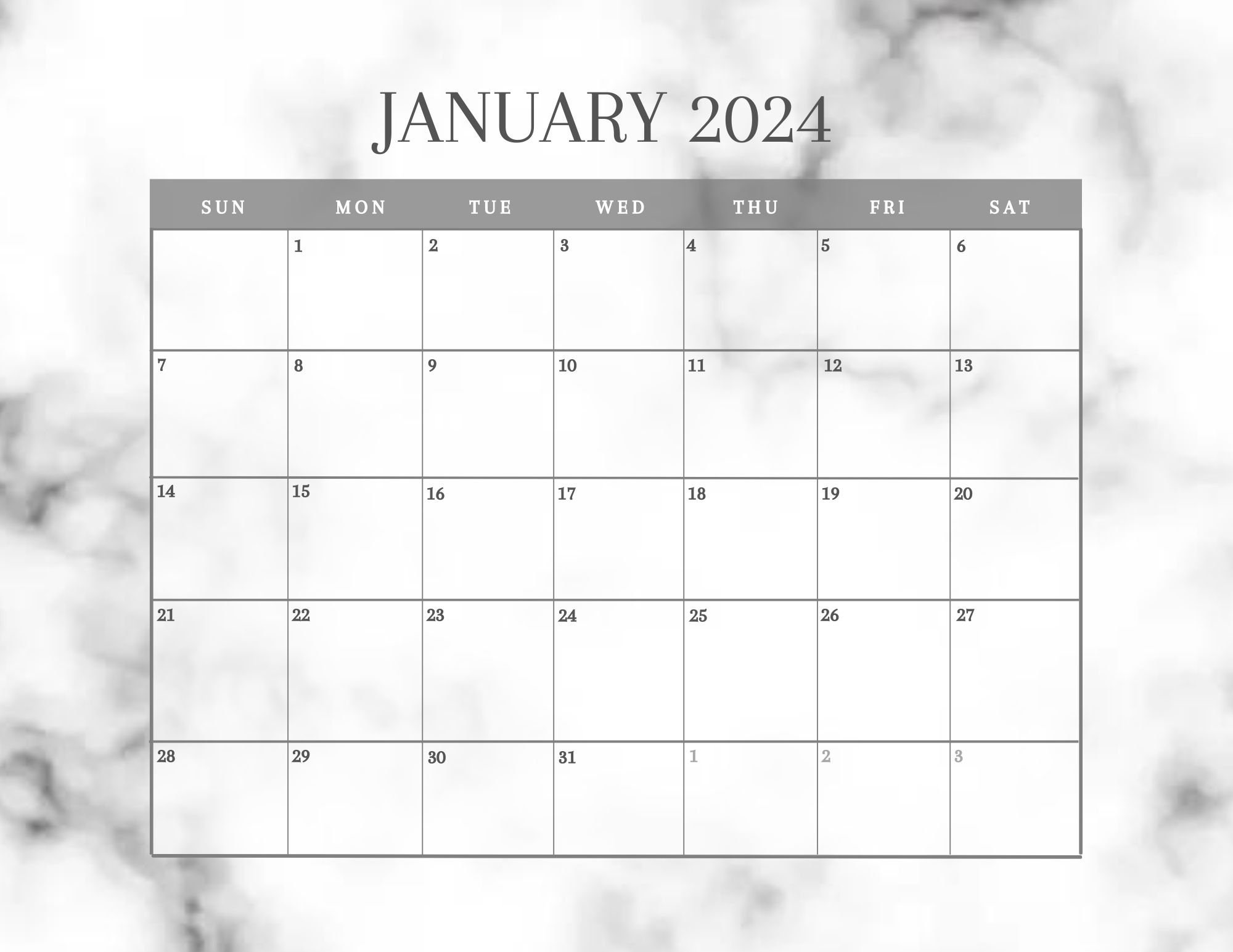 2024 Printable Marble Calendar - Etsy