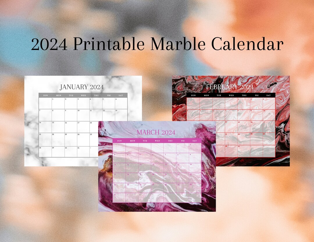 2024 Printable Marble Calendar - Etsy
