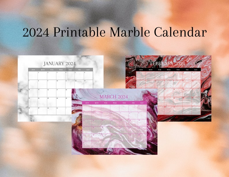 2024 Printable Marble Calendar - Etsy