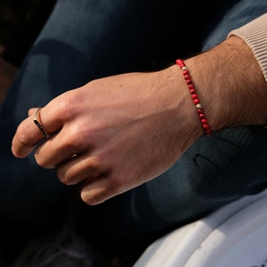 Rare Red Variscite Beads and 14K Gold Adjustable Bracelet for Men ...