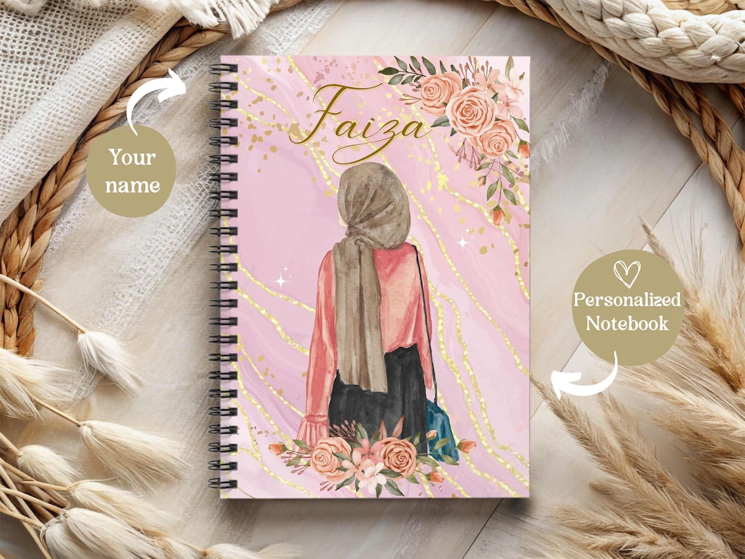 Custom Notebook Hijabi Girl Islamic Planner Journal Lined Cute Floral ...