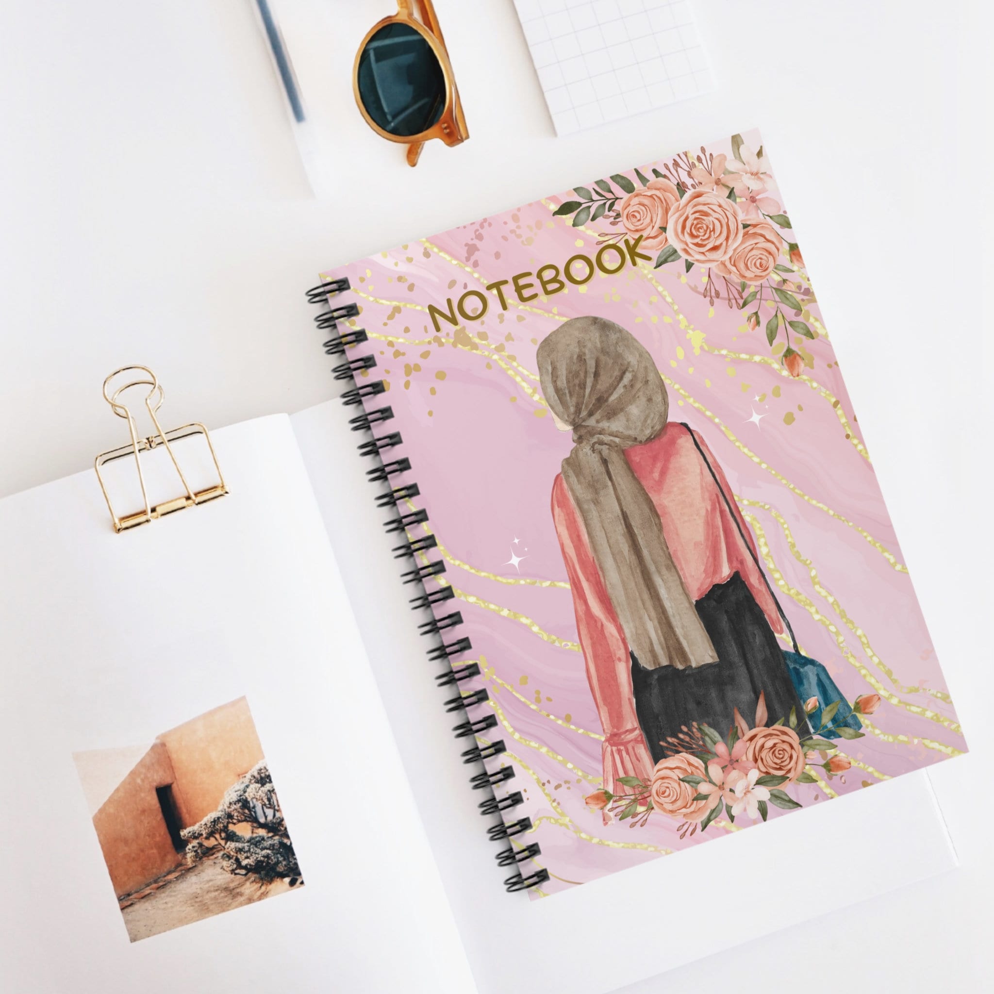 Custom Notebook Hijabi Girl Islamic Planner Journal Lined Cute Floral ...