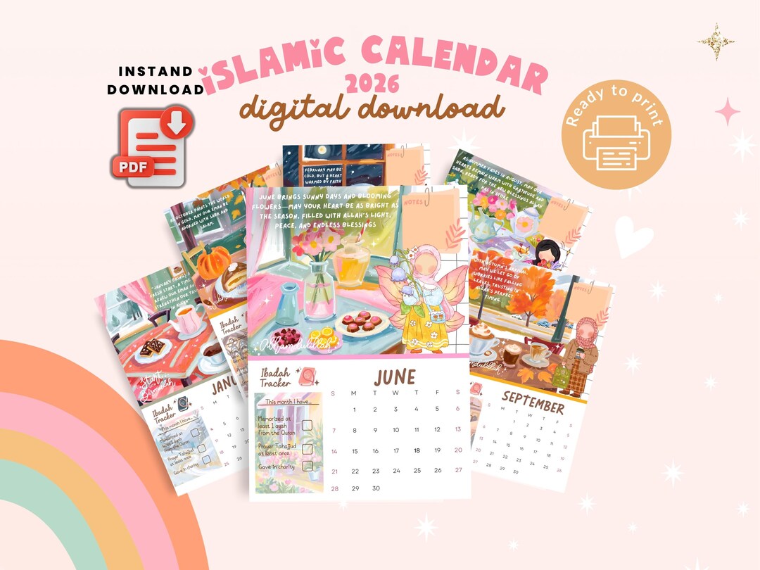 Islamic Calendar 2026 Digital Download, Printable Islamic Calendar ...