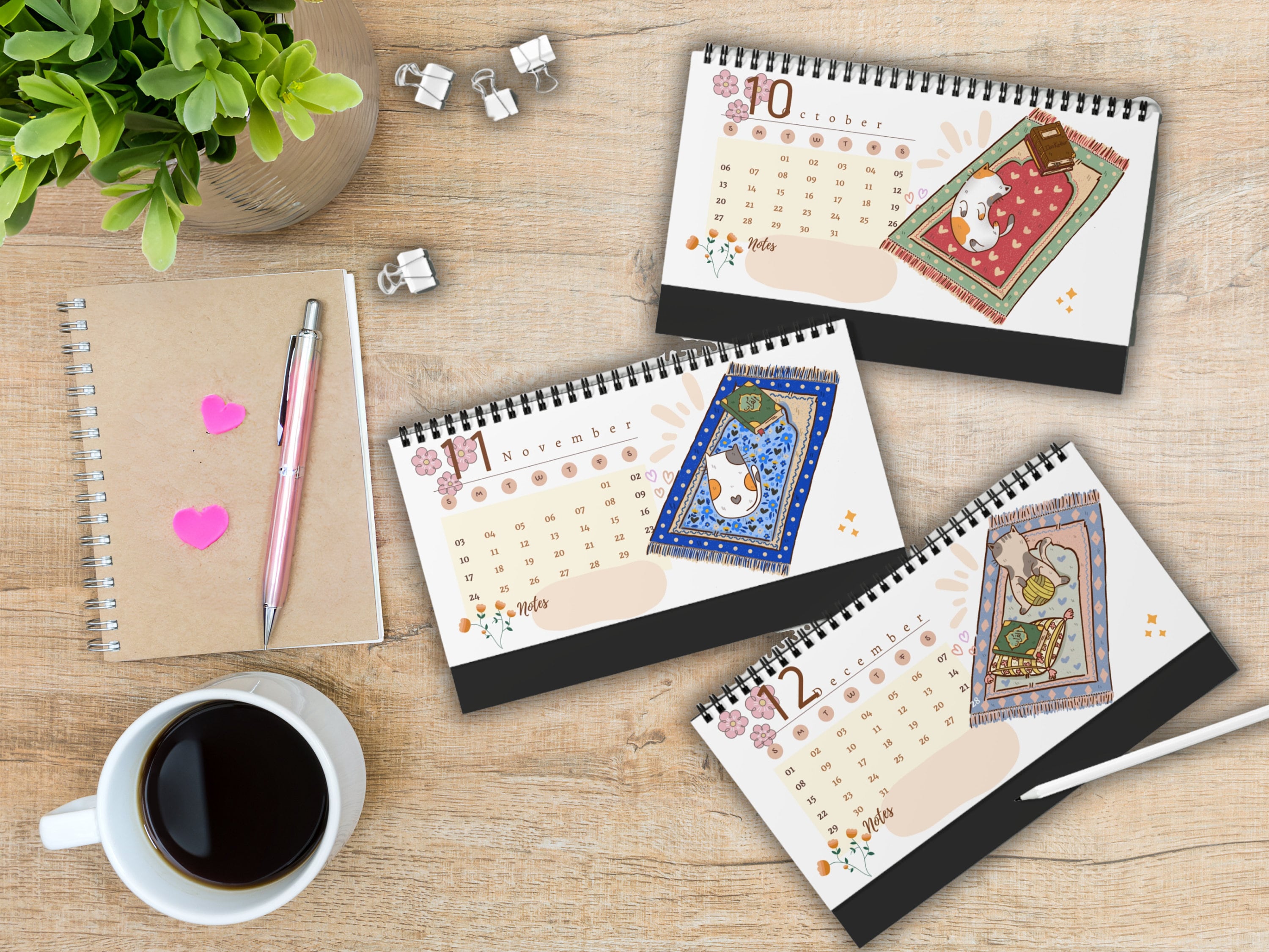 Cat Desk Calendar 2024 Mini Cute Calendar Gift for Coworker - Etsy