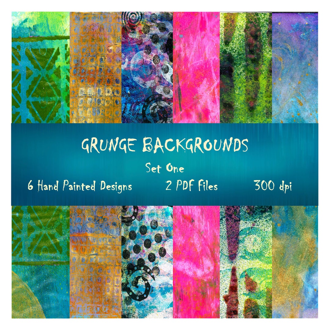 Digital Download Collage Fodder - Grunge Backgrounds - 6 Original ...