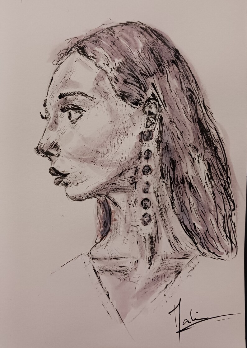 Ink Portrait Drawn With Pen - Etsy