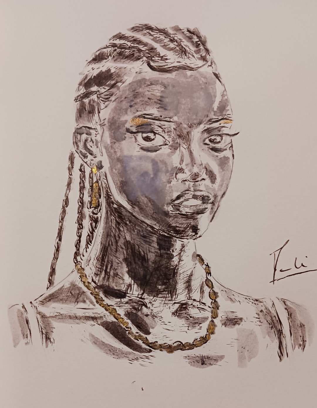 Ink Portrait Drawn With Pen - Etsy