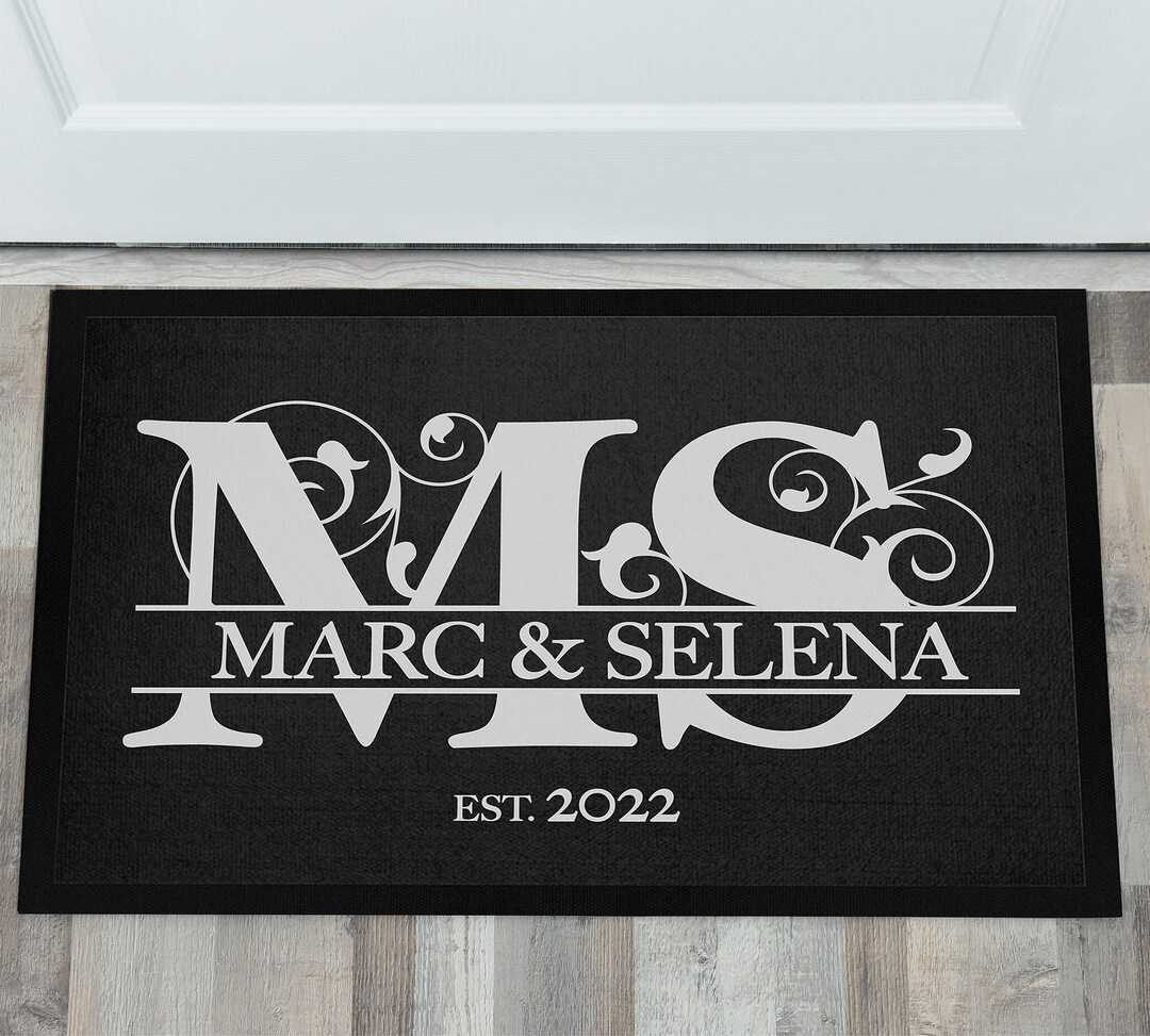 Custom Door Mat With Name Initials Couple Gift - Etsy