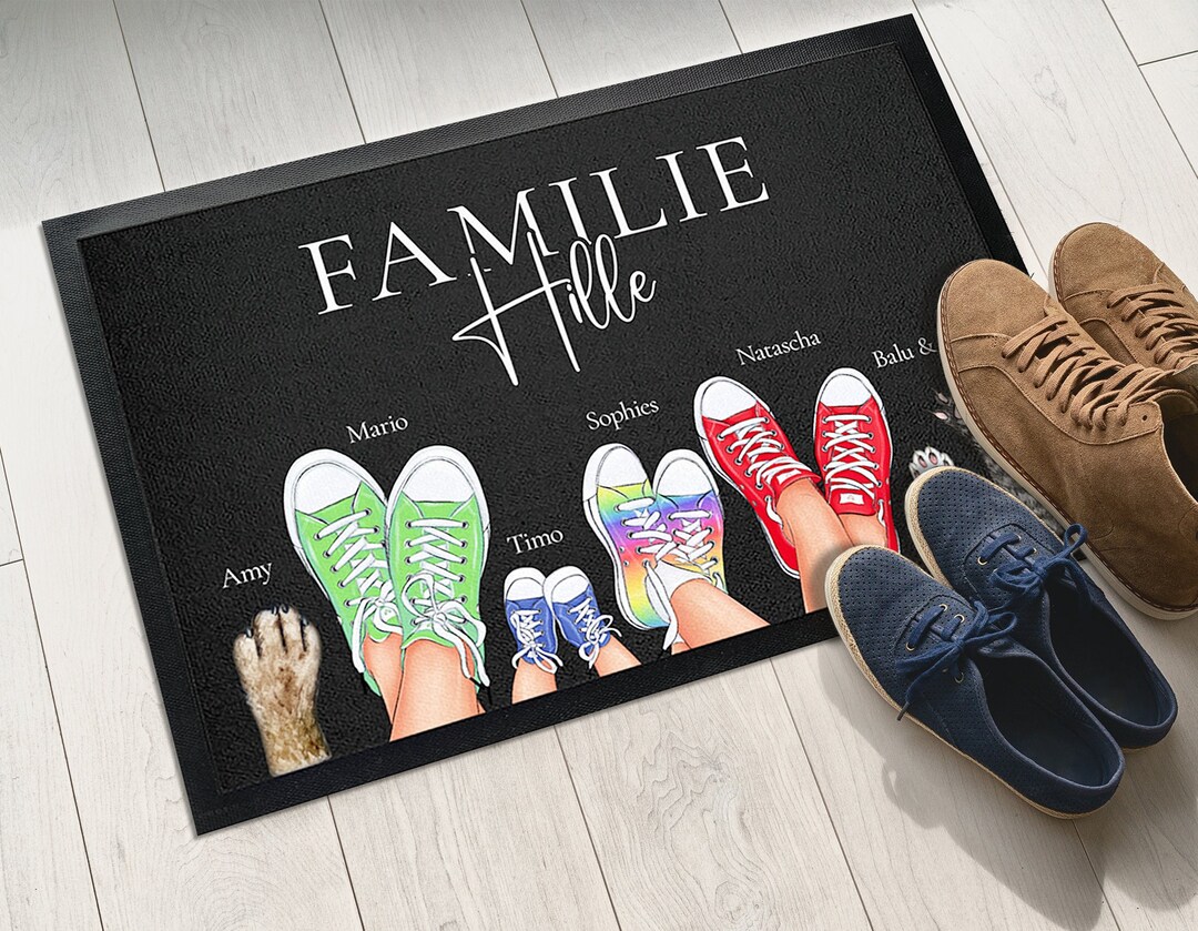 Sneaker Shoes Individual Doormat Personalized Doormat With Family Names ...