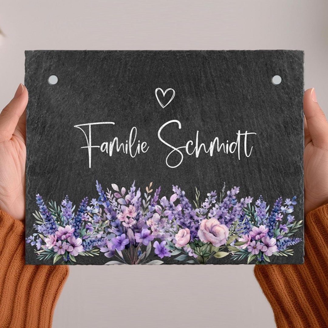 Personalized Door Sign Family Slate Lavender, Name Plate, Gift Moving ...