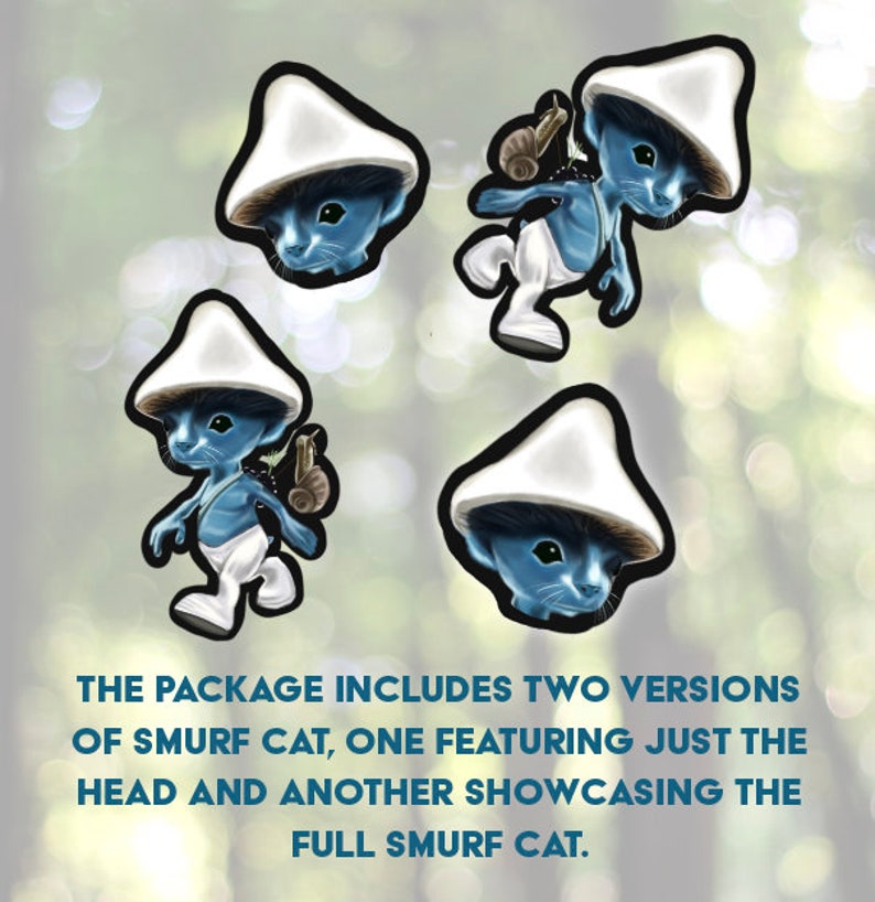 High-quality Hand-drawn Smurf Cat SVG Files for DIY Stickers and ...