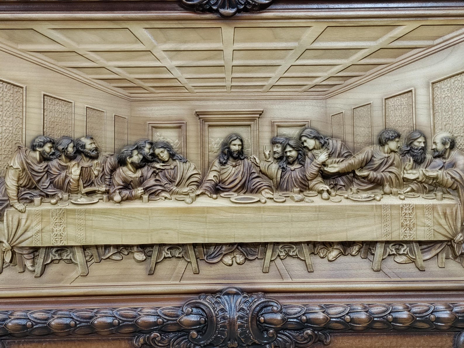 Wood Carved Last Supper Icon: Christian Bas-relief (25.59x16.14in) - Etsy