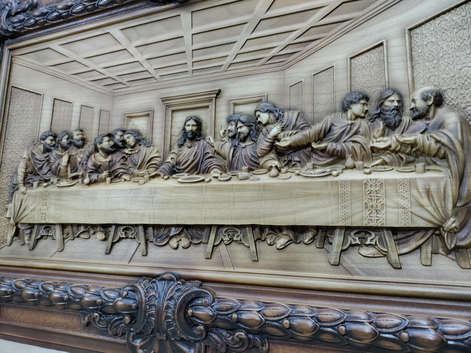 Wood Carved Last Supper Icon: Christian Bas-relief (25.59x16.14in) - Etsy