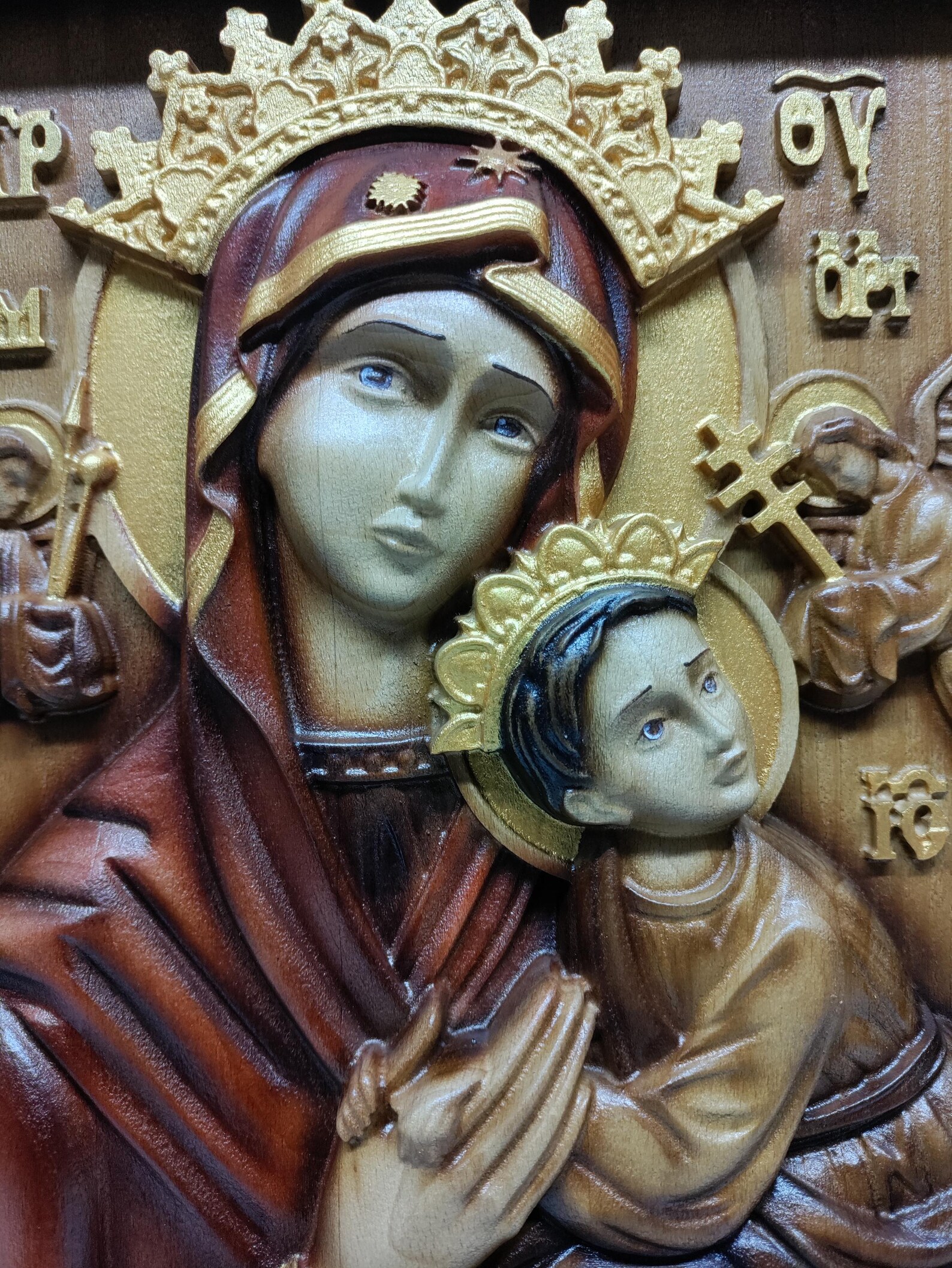 Wood Icon: Our Lady of Perpetual Help, Christian Bas-relief (50x50cm ...
