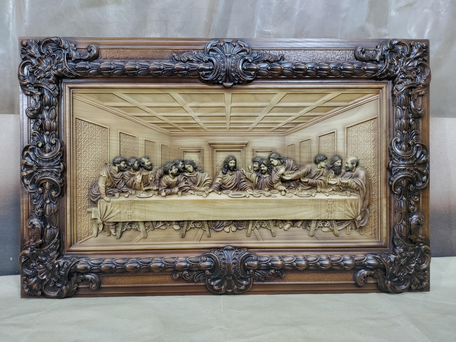 Wood Carved Last Supper Icon: Christian Bas-relief (25.59x16.14in) - Etsy