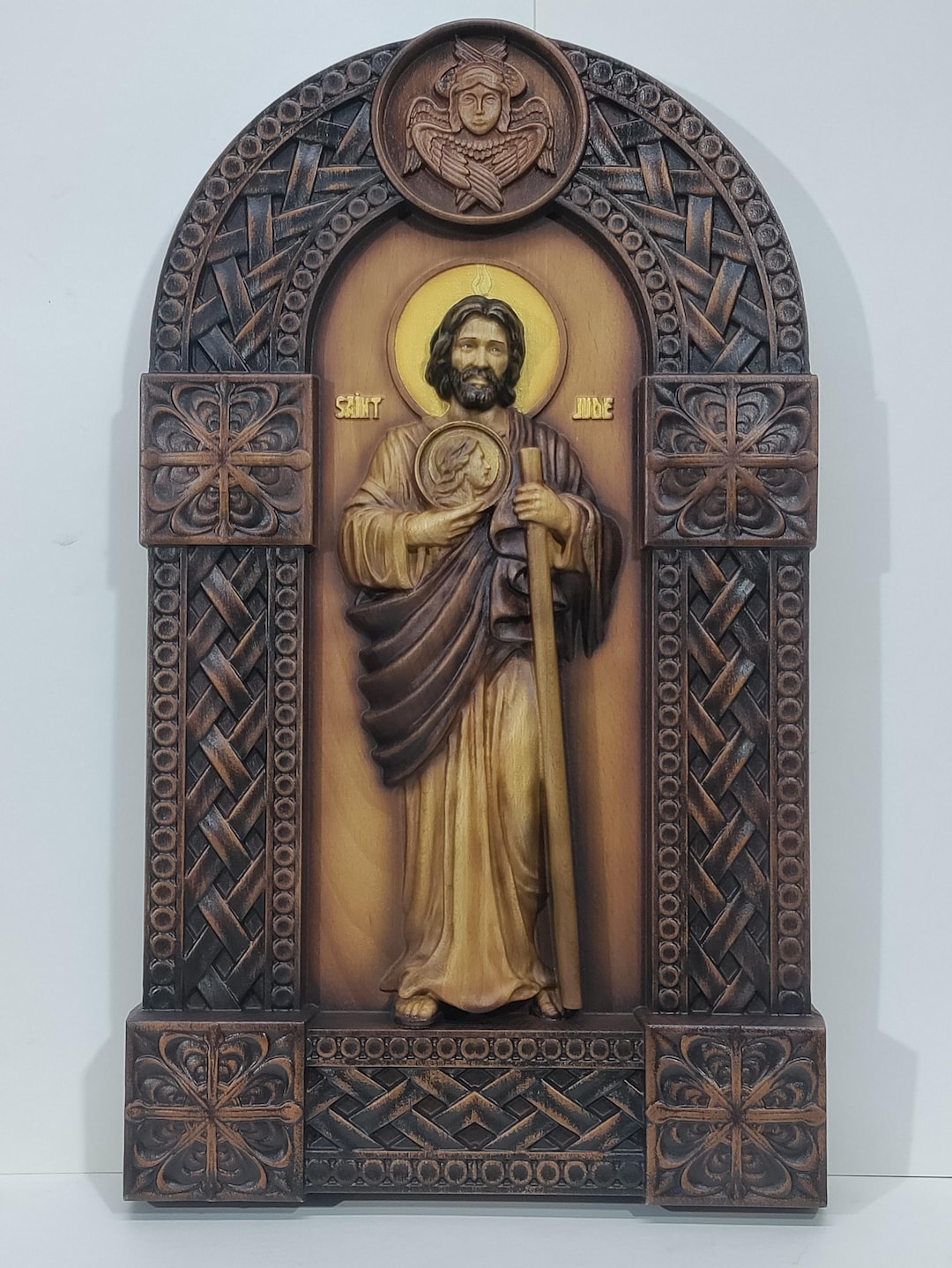 Wood Icon: St. Judas Thaddeus Bas-relief, Christian Gift (40x22cm) - Etsy